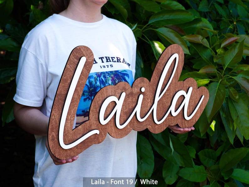 Freestanding Wooden Name Sign for Nursery, 3D Wooden Letter Name Sign ...