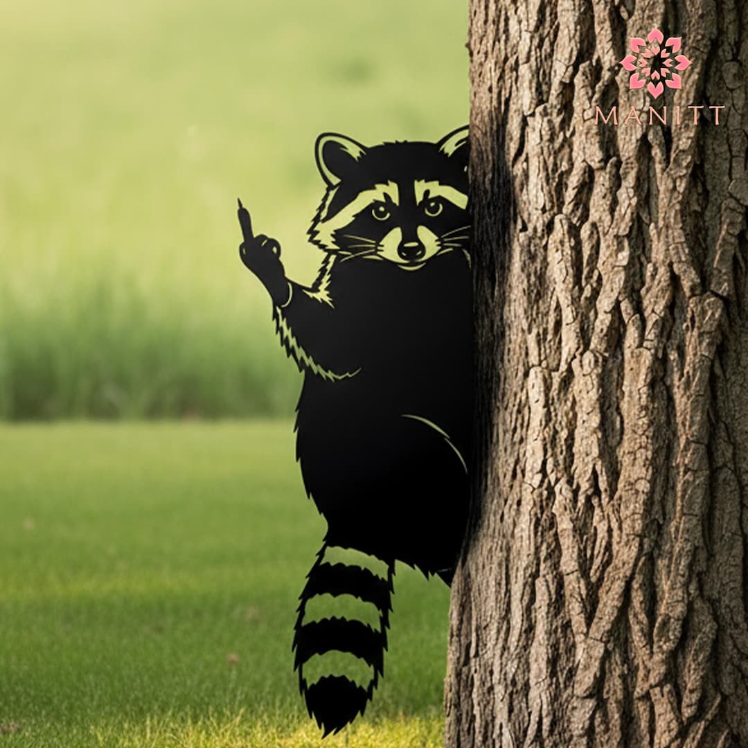Funny Raccoon Metal Sign,middle Finger Raccoon Art,outdoor Rude Humor ...