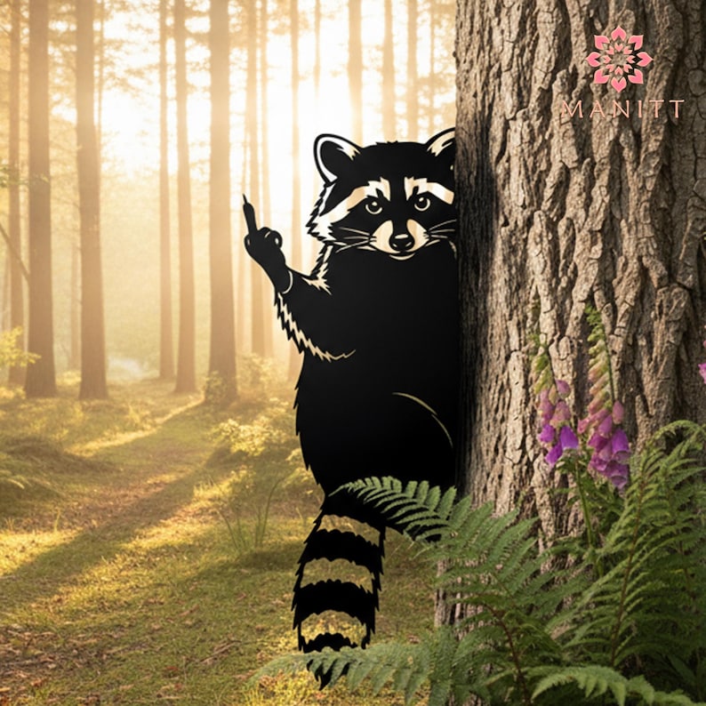 Funny Raccoon Metal Sign,middle Finger Raccoon Art,outdoor Rude Humor ...