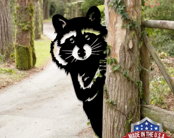 Steel Peek-a-boo M-16 Raccoon Fence Post Decoration Yard Art - Etsy