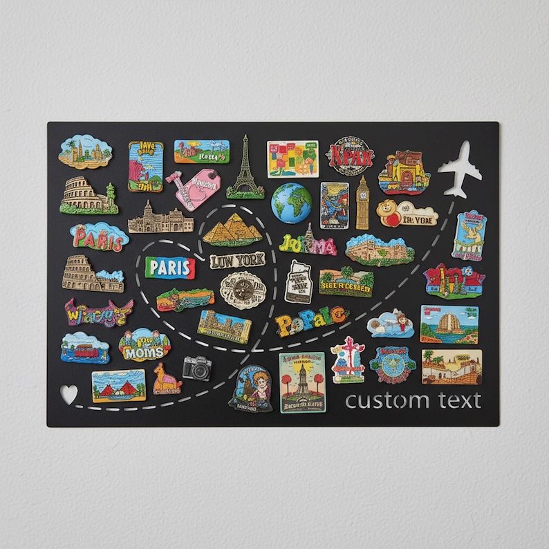 Personalized Travel Memory Magnetic Board, Souvenir Organizer, Travel ...