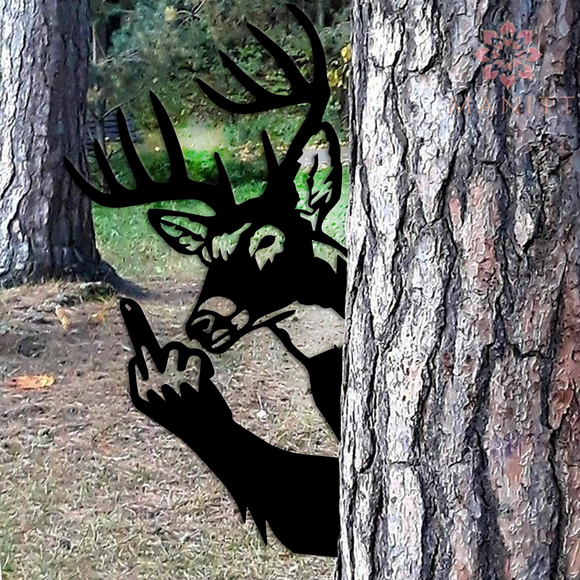 Funny Deer Metal Sign, Middle Finger Deer Art, Outdoor Rude Humor Decor ...
