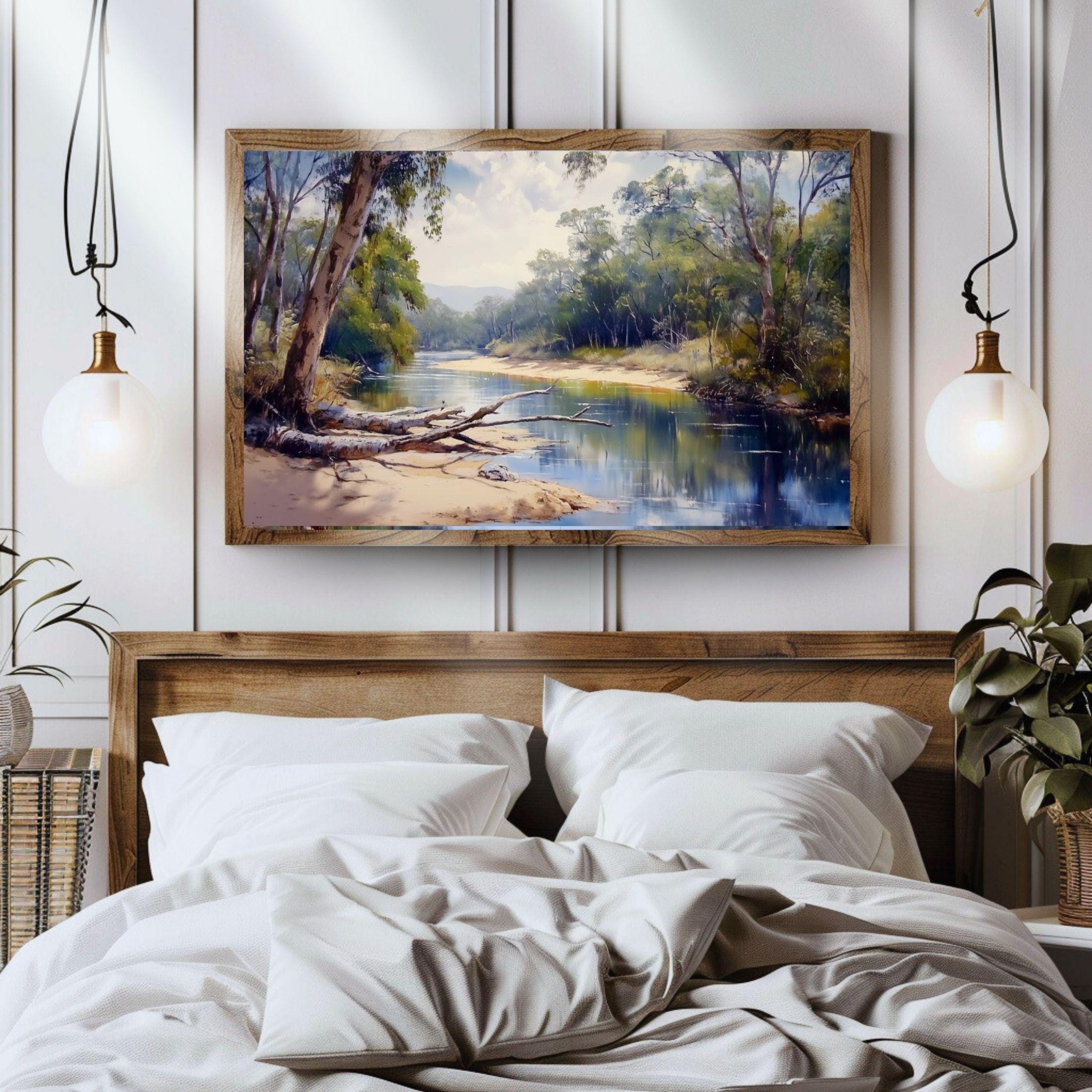Rustic Aussie Sandy River Scene | Lush Riparian Aussie Bush | Driftwood ...