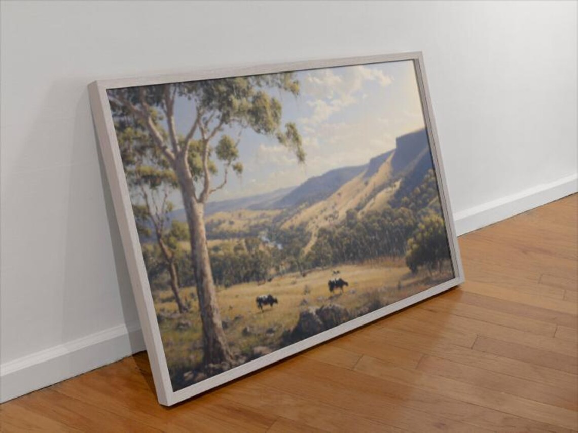 Printable Australian Rural Landscape Art -| Rolling Pastures, Gum Trees ...