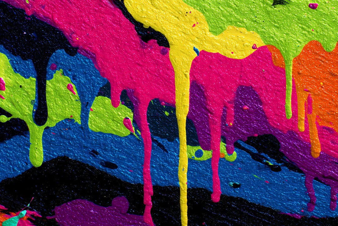 Neon Abstract Drip Artworks - 5 Bold Modern Paint Splash Wall Art ...