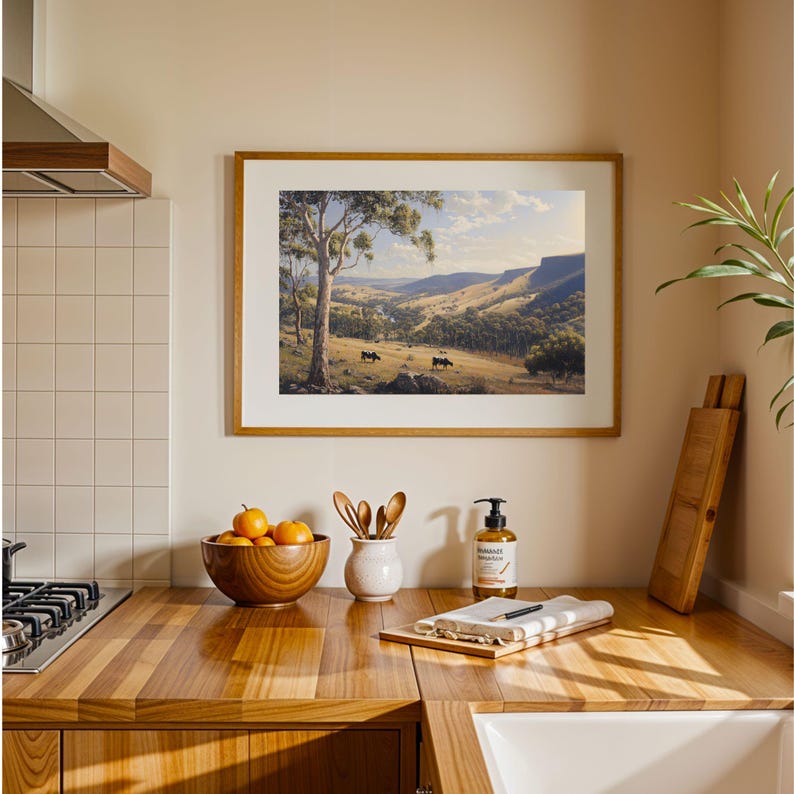 Printable Australian Rural Landscape Art -| Rolling Pastures, Gum Trees ...
