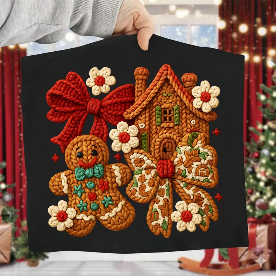 Gingerbread House PNG Faux Yarn Crochet Style, Christmas Gingerbread ...