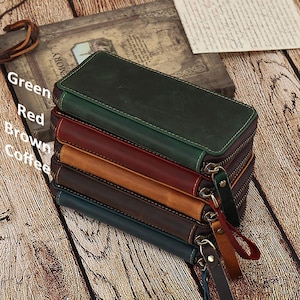 Personalized Leather Pen Case, Fountain Pen Holder Wallet, 3 Pen ...
