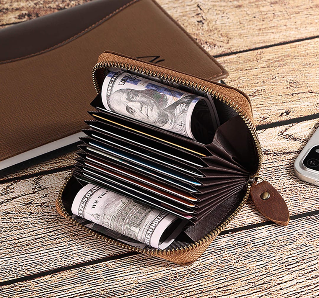 Handmade Leather Card Holder, Personalized Credit Card Holder, Mens ...