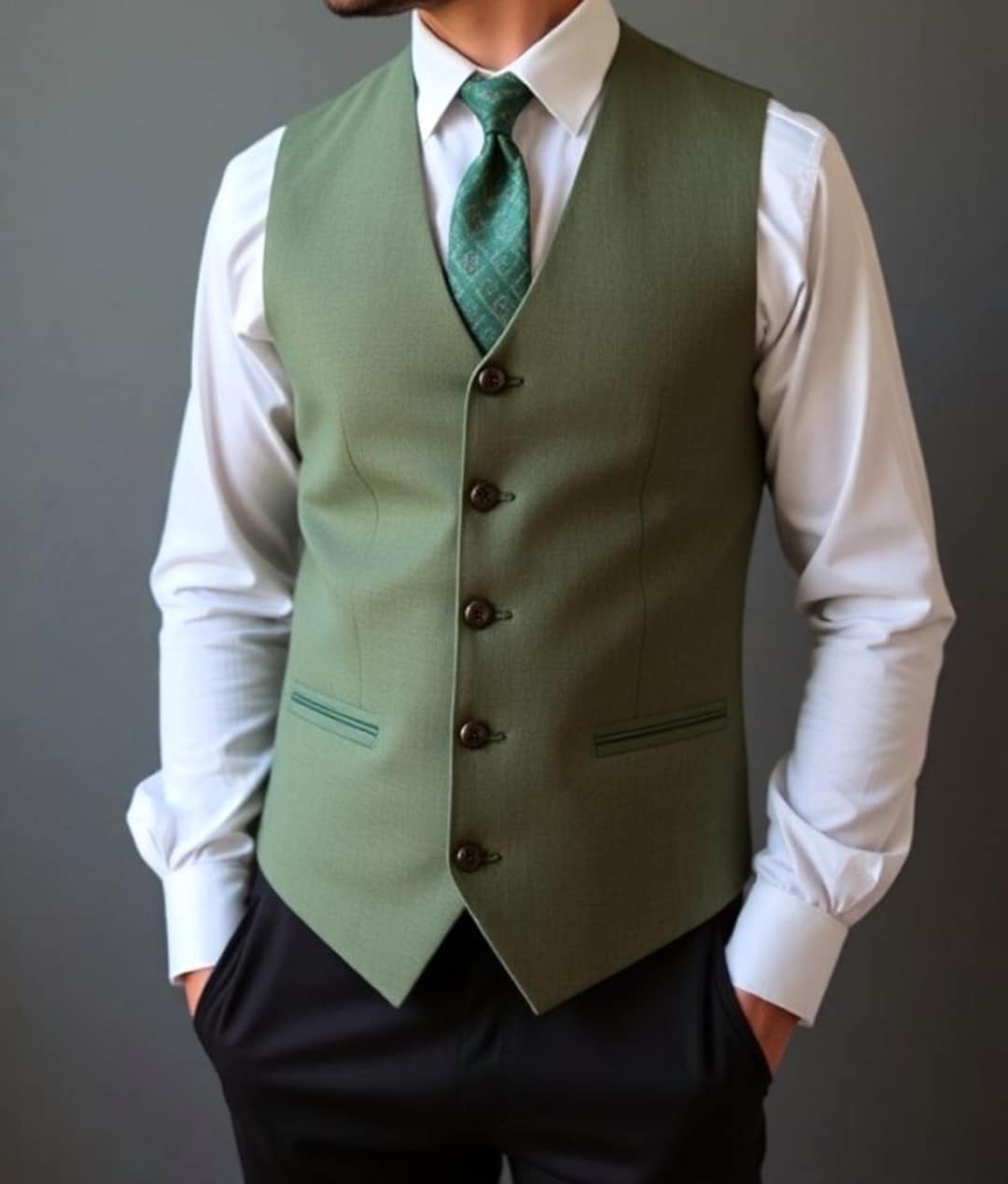 Green Men Vest - Vest for Men - Party Wear Vest - Groom Wedding Vest ...