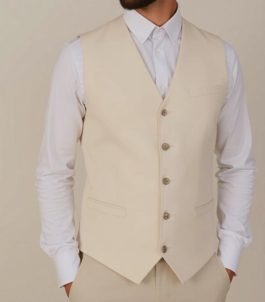 Men Beige Stylish Bespoke Vest for Wedding, Engagement,prom - Formal ...