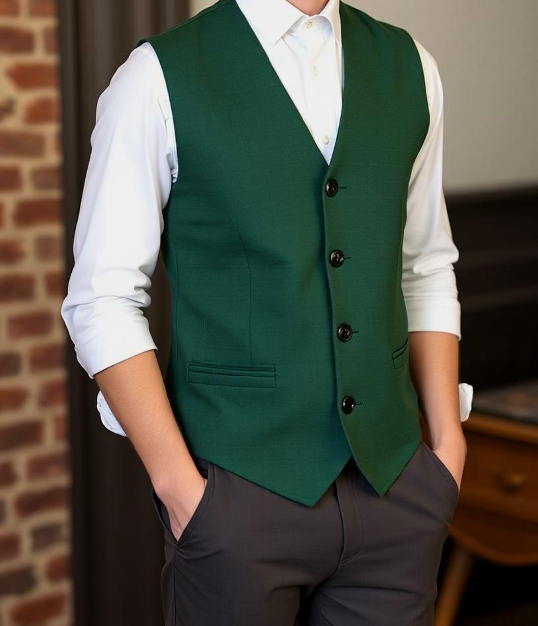 Green Men Vest - Vest for Men - Party Wear Vest - Groom Wedding Vest ...