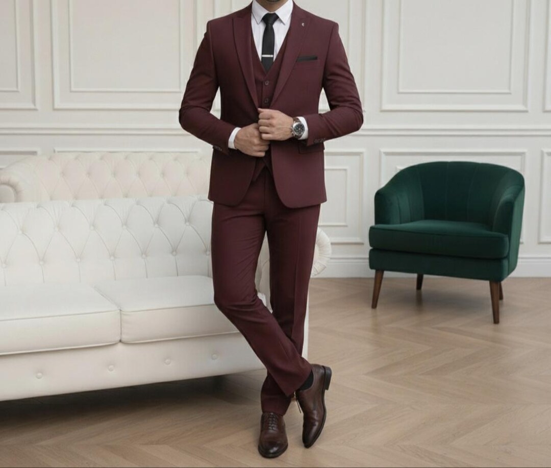 Mens Suits - Groom | Groomsmen Maroon Wedding,engagement, Prom Night ...
