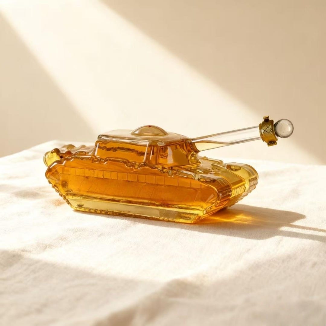 Tank Decanter — Unique Tank-shaped Glass Liquor Bottle for Whiskey ...