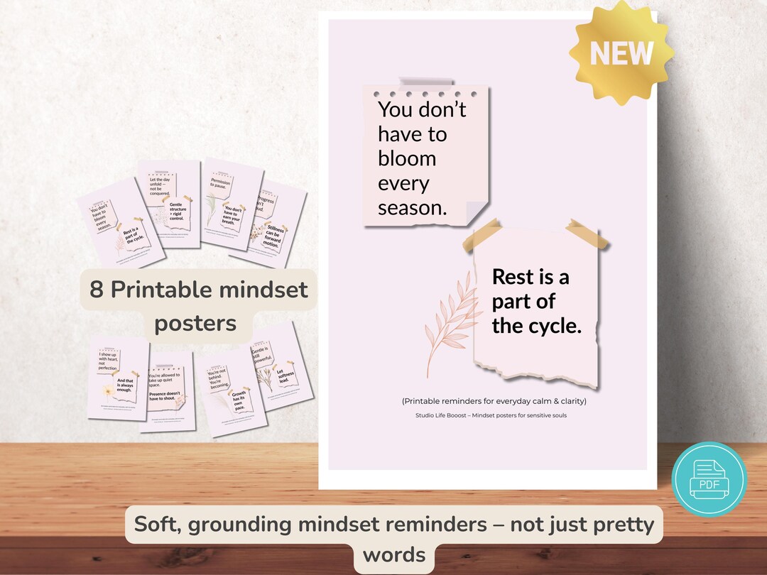 8 Printable Mindset Posters – Gentle Affirmations for Self-care ...