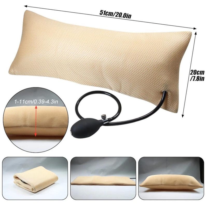 Inflatable Lumbar Cushion | Portable Back Support Pillow | Adjustable ...