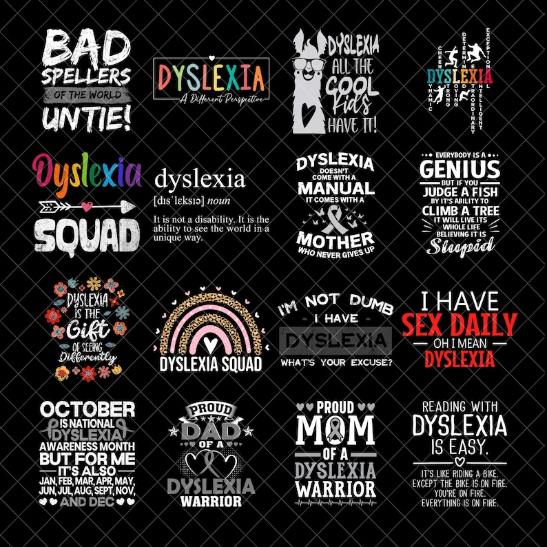 Dyslexia Awareness Png Bundle, Wavy Text Dyslexia Therapist Png ...