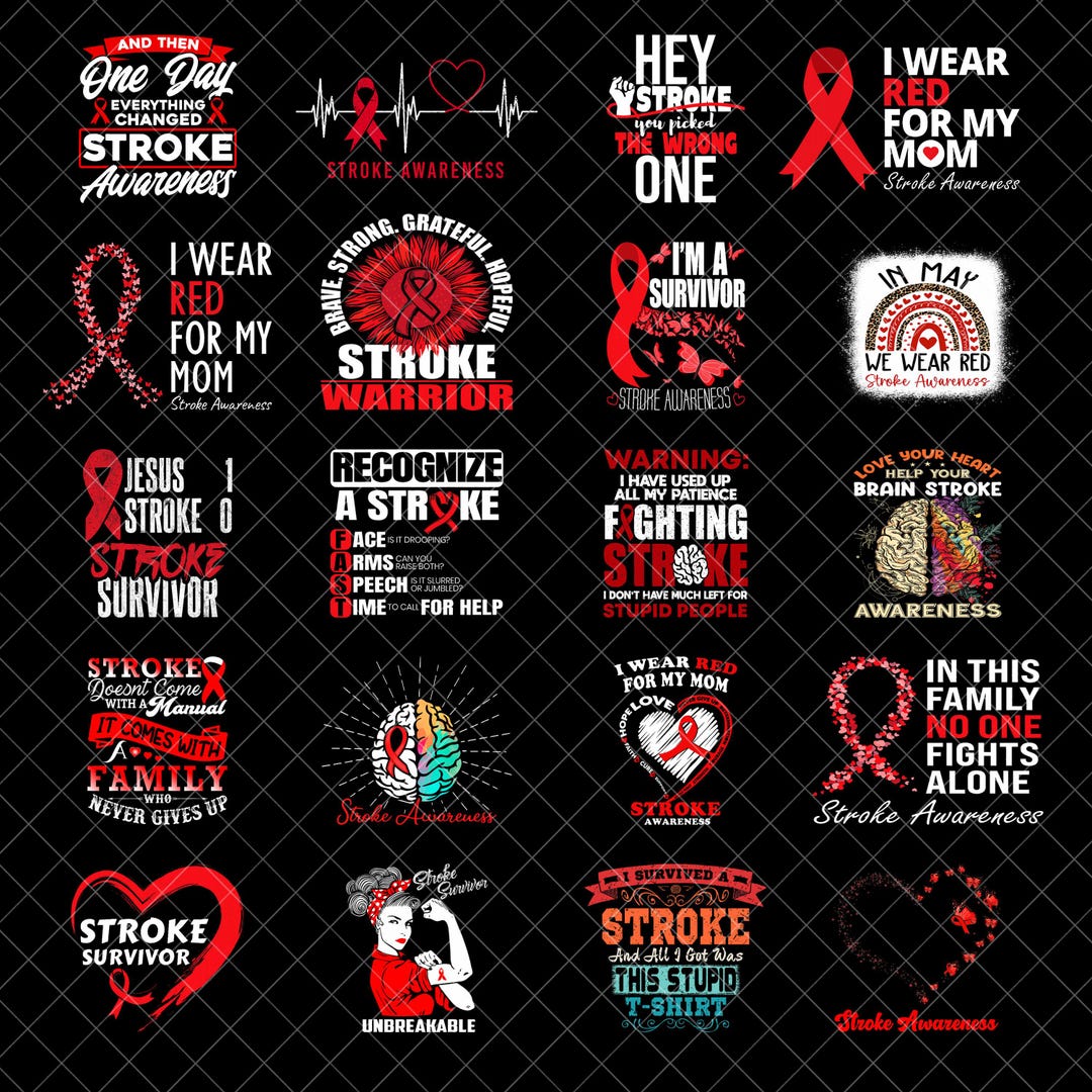 Stroke Awareness Png Bundle, Stroke Ribbon Png, Red Ribbon Png, Stroke ...