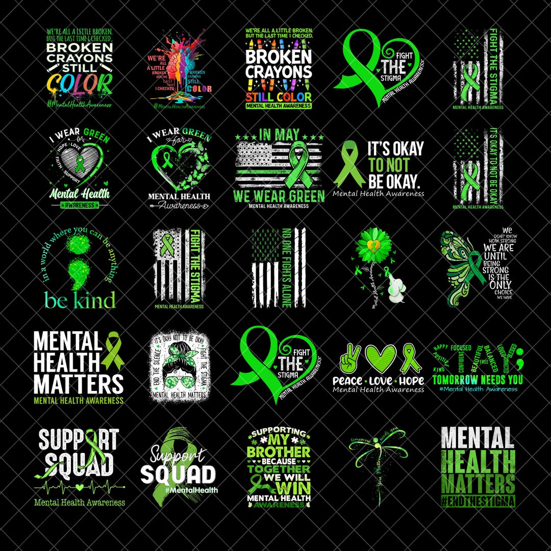 Mental Health Awareness Bundle Png, Positive Mental Health Matter Png ...