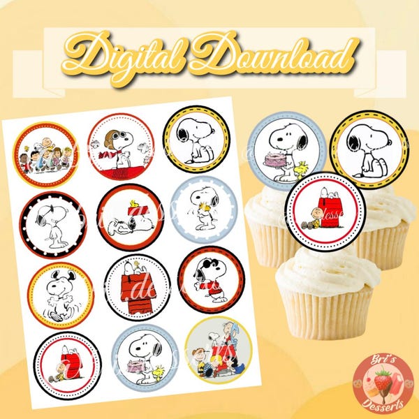 Snoopy Cupcake Toppers - Etsy