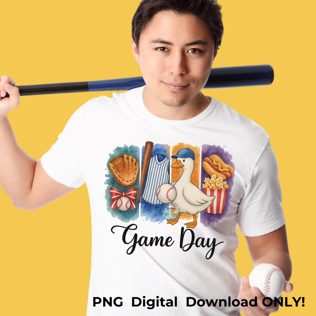 Watercolor Goose Baseball PNG: Funny Game Day Clipart (digital Download ...
