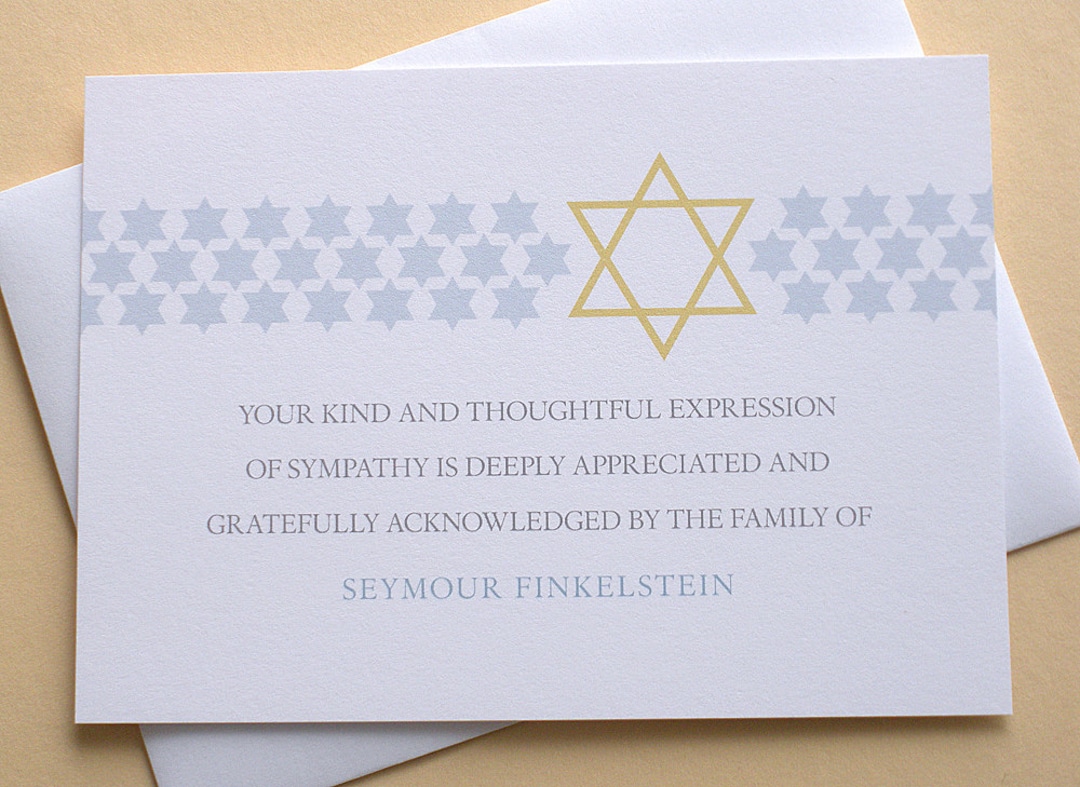 Jewish Sympathy Thank You Cards - Fine Stationery - Custom - FLAT Cards ...