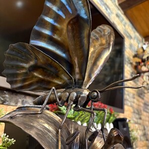 Handmade Metal Sculpture of a Butterfly and a Forged Lily, Custom ...