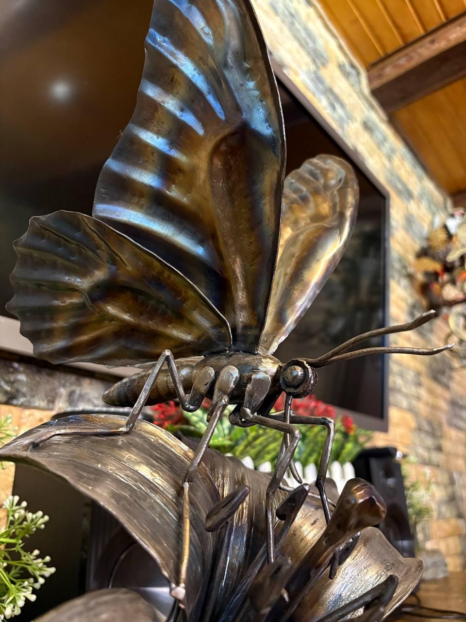 Handmade Metal Sculpture of a Butterfly and a Forged Lily, Custom ...
