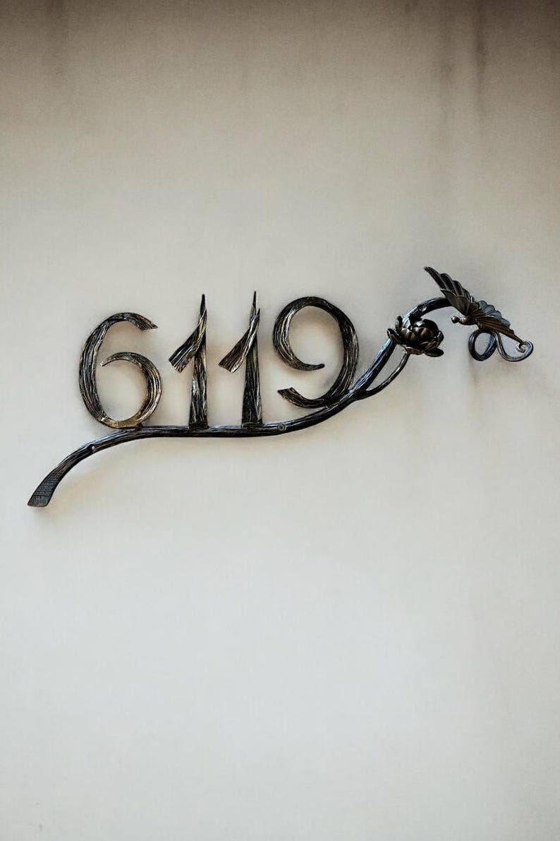 Art Nouveau House Number Plaque, Metal Address Plaque, Modern Address ...