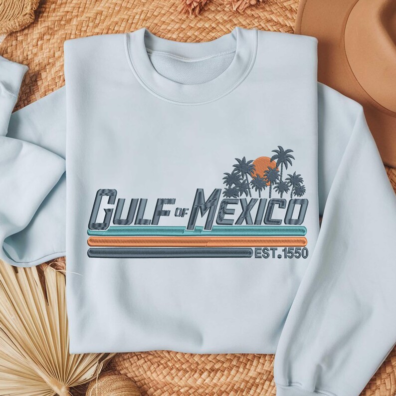 Gulf of Mexico Embroidery Design, Tropical Beach Embroidery, Sunset ...