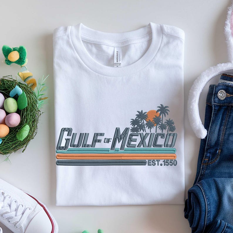 Gulf of Mexico Embroidery Design, Tropical Beach Embroidery, Sunset ...