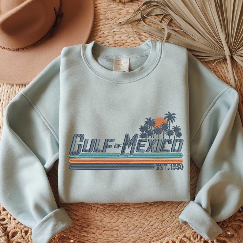 Gulf of Mexico Embroidery Design, Tropical Beach Embroidery, Sunset ...