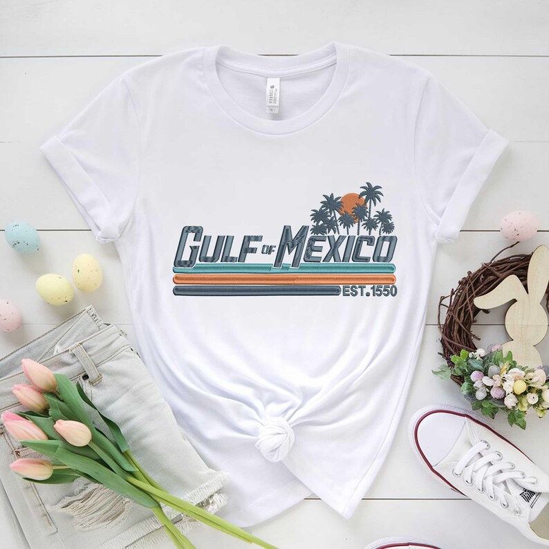 Gulf of Mexico Embroidery Design, Tropical Beach Embroidery, Sunset ...