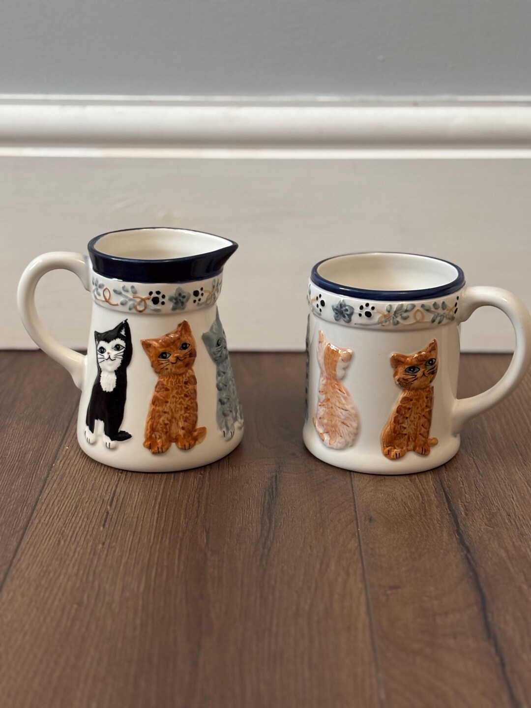 Vintage Cat Kitten Milk Jug and Mug Set Cottagecore Retro - Etsy