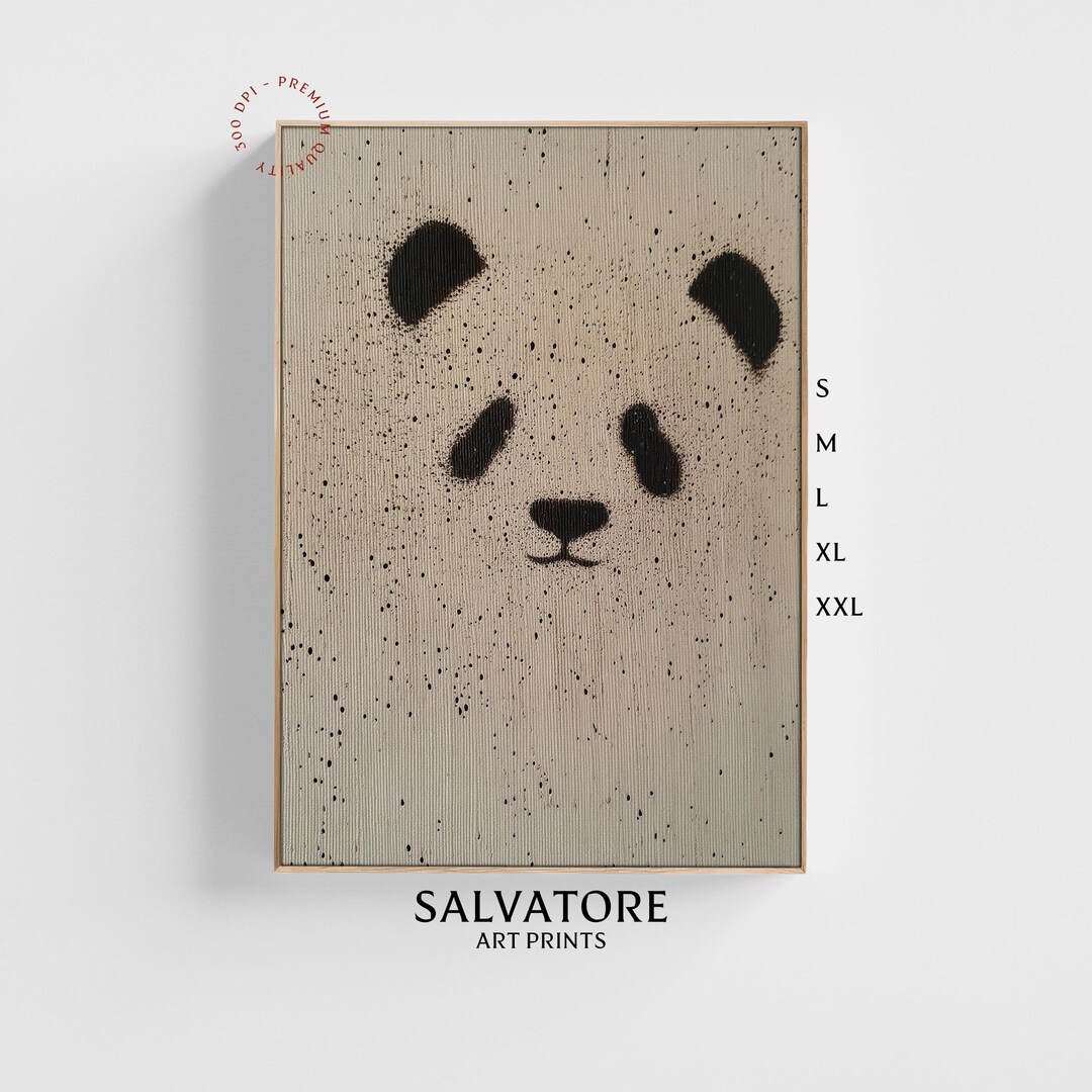Minimalist Japandi Wall Art, Beige Panda Print, Modern Animal Nursery ...