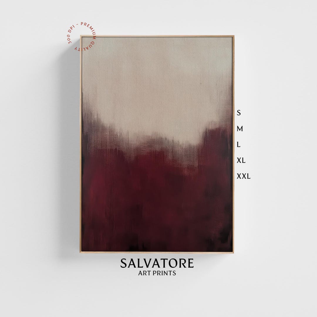 Burgundy Abstract Art Print, Modern Minimalist Wall Decor, Dark Red ...