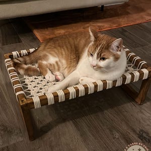 Macrame Floor Pet Bed | Wood | Handmade Cozy for Cats, Dogs & Bunnies ...