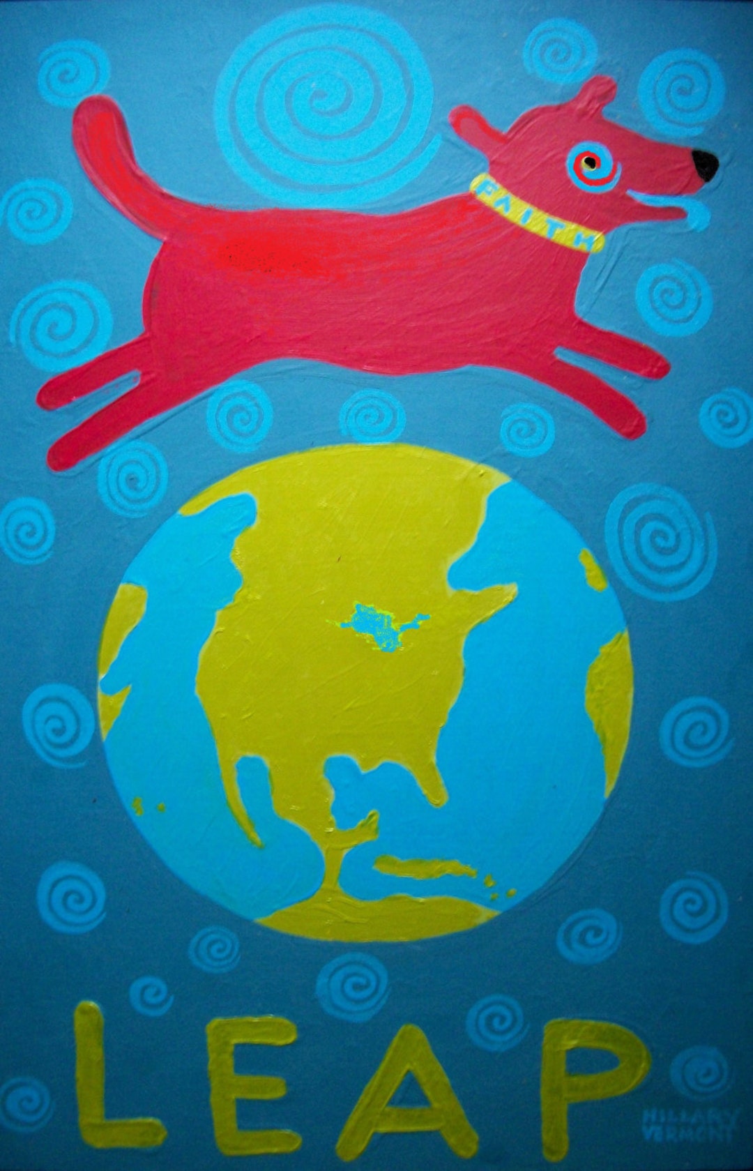 Red Dog Leap, Art Print 8.5" X 11" Copyright Hillary Vermont - Etsy