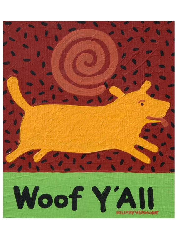 Woof Y'all Yellow Dog Art Print 8.5 X 11 - Etsy