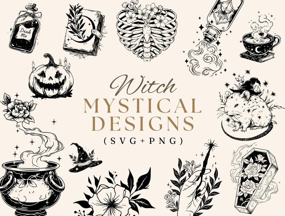 Witch Svg Bundle, Witchcraft, Magic, Celestial, Moon, Mystical, Wicca ...