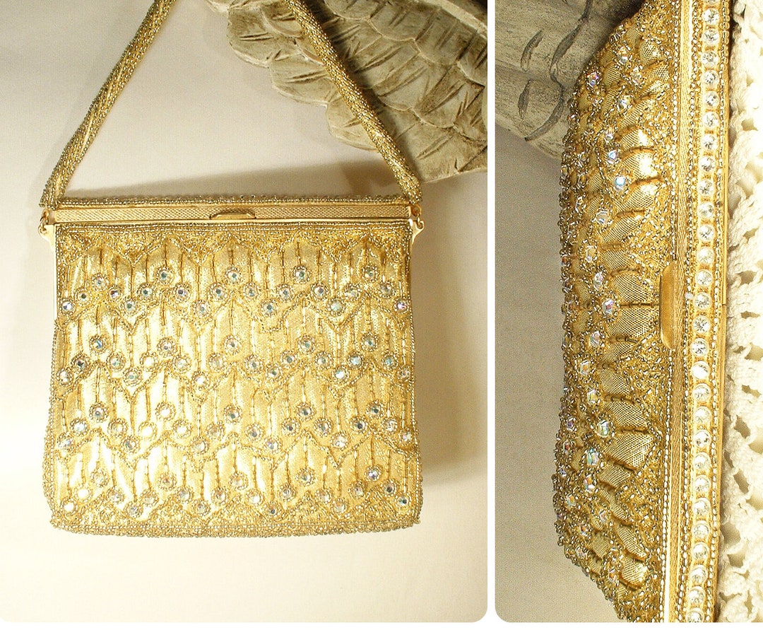 PRISTINE Walborg Vintage Rhinestone Art Deco Flapper Purse, Gold ...