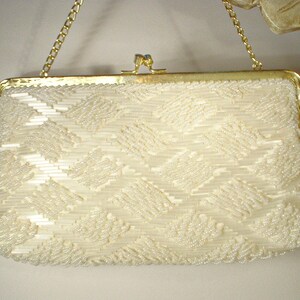 PRISTINE Ivory/white Beaded Flapper Purse,walborg Art Deco Rhinestone ...