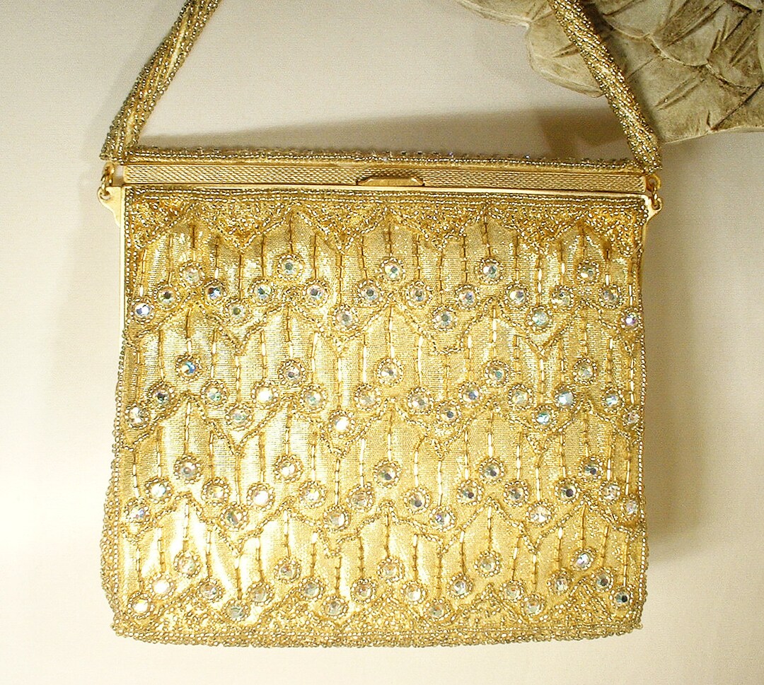 PRISTINE Walborg Vintage Rhinestone Art Deco Flapper Purse, Gold ...