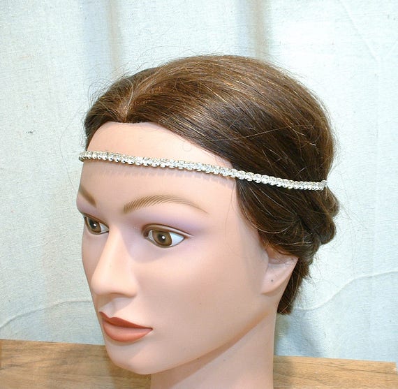 ANTIQUE 1920's Forehead Headband, Art Deco Bridal Hai… - Gem