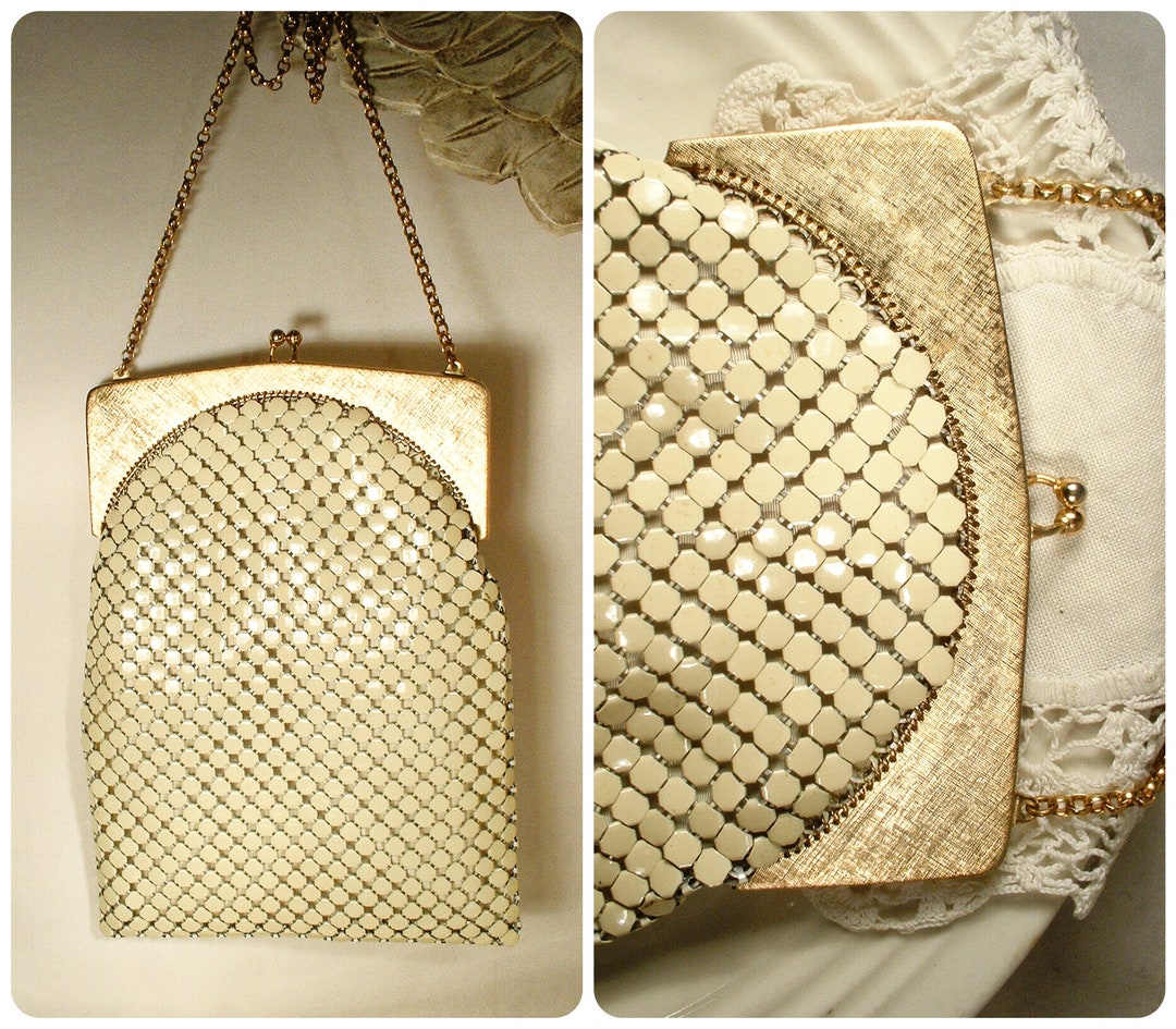 PRISTINE Art Deco Champagne Ivory Flapper Purse Bridal,whiting Davis ...