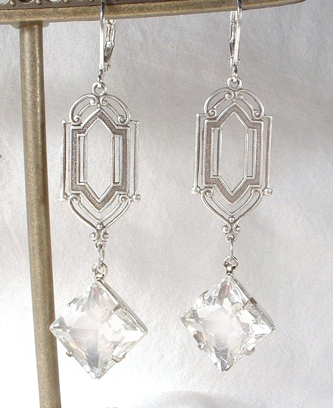 1920s Art Deco Flapper Rhinestone Dangle Earrings Crystal - Etsy