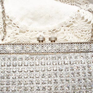 WOW Vintage RHINESTONE Art Deco Flapper Purse, Silver Lame Jeweled ...