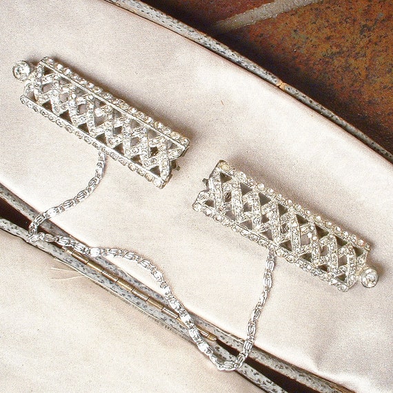 ANTIQUE Art Deco Crystal Rhinestone Bridal Bolero Wra… - Gem