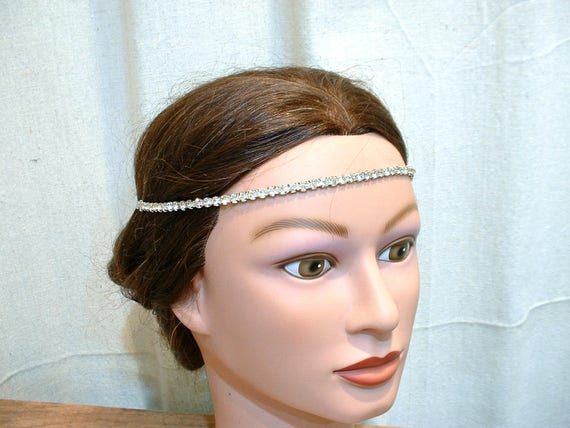 ANTIQUE 1920's Forehead Headband, Art Deco Bridal Hai… - Gem