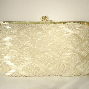 PRISTINE Ivory/white Beaded Flapper Purse,walborg Art Deco Rhinestone ...